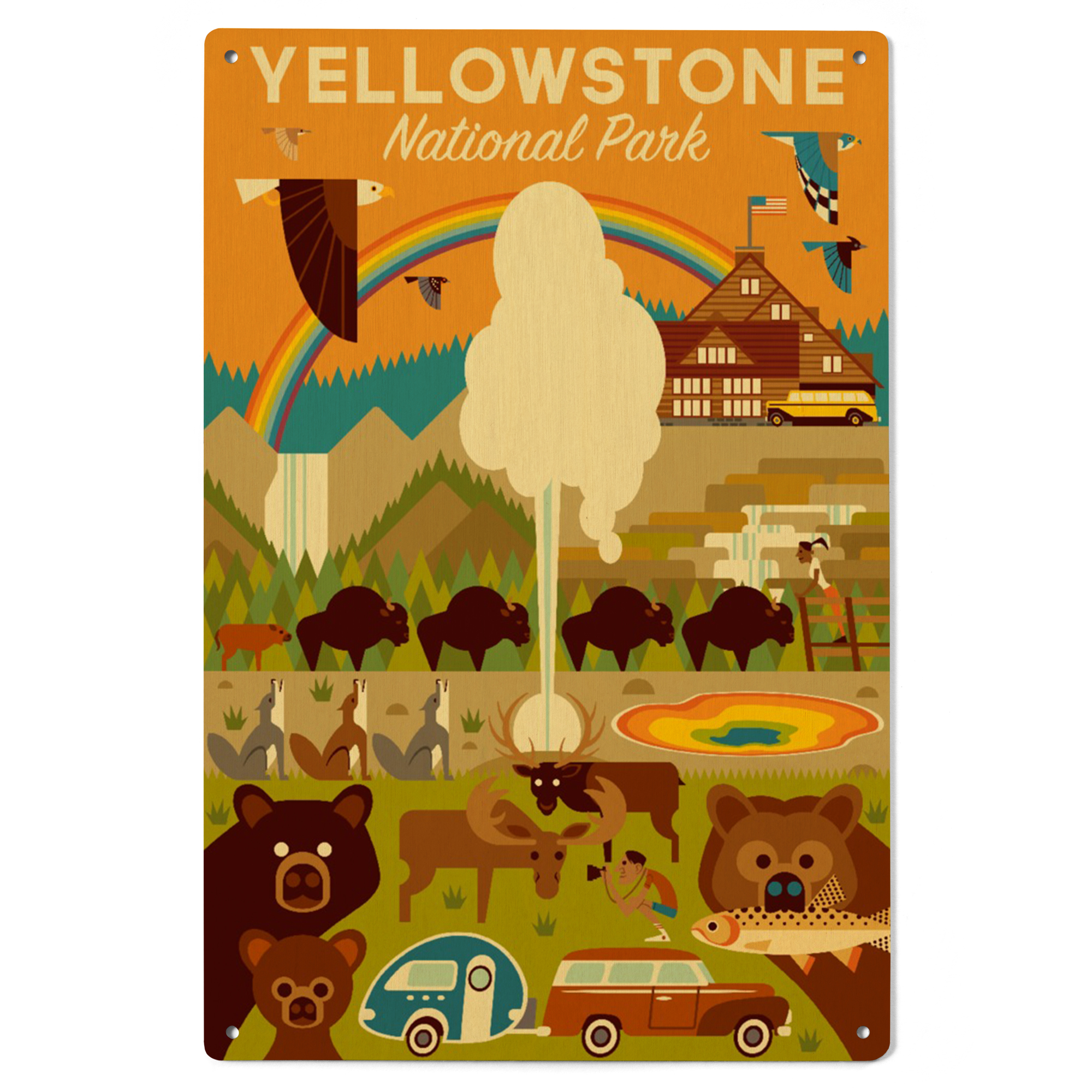 Yellowstone National Park, Wyoming, Geometric National Park Series ...