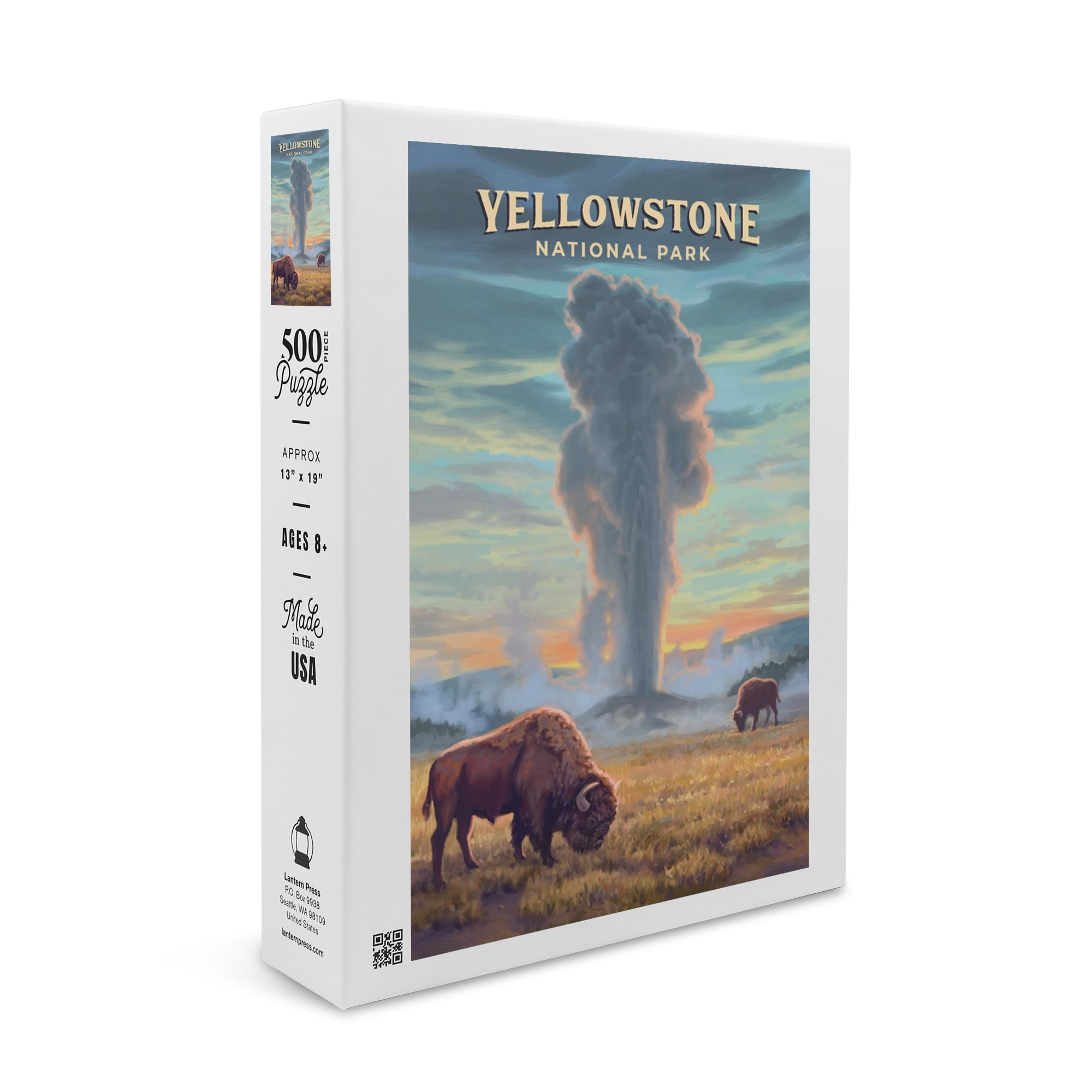 Yellowstone National Park, Wyoming, Oil Painting, Old Faithful Eruption ...