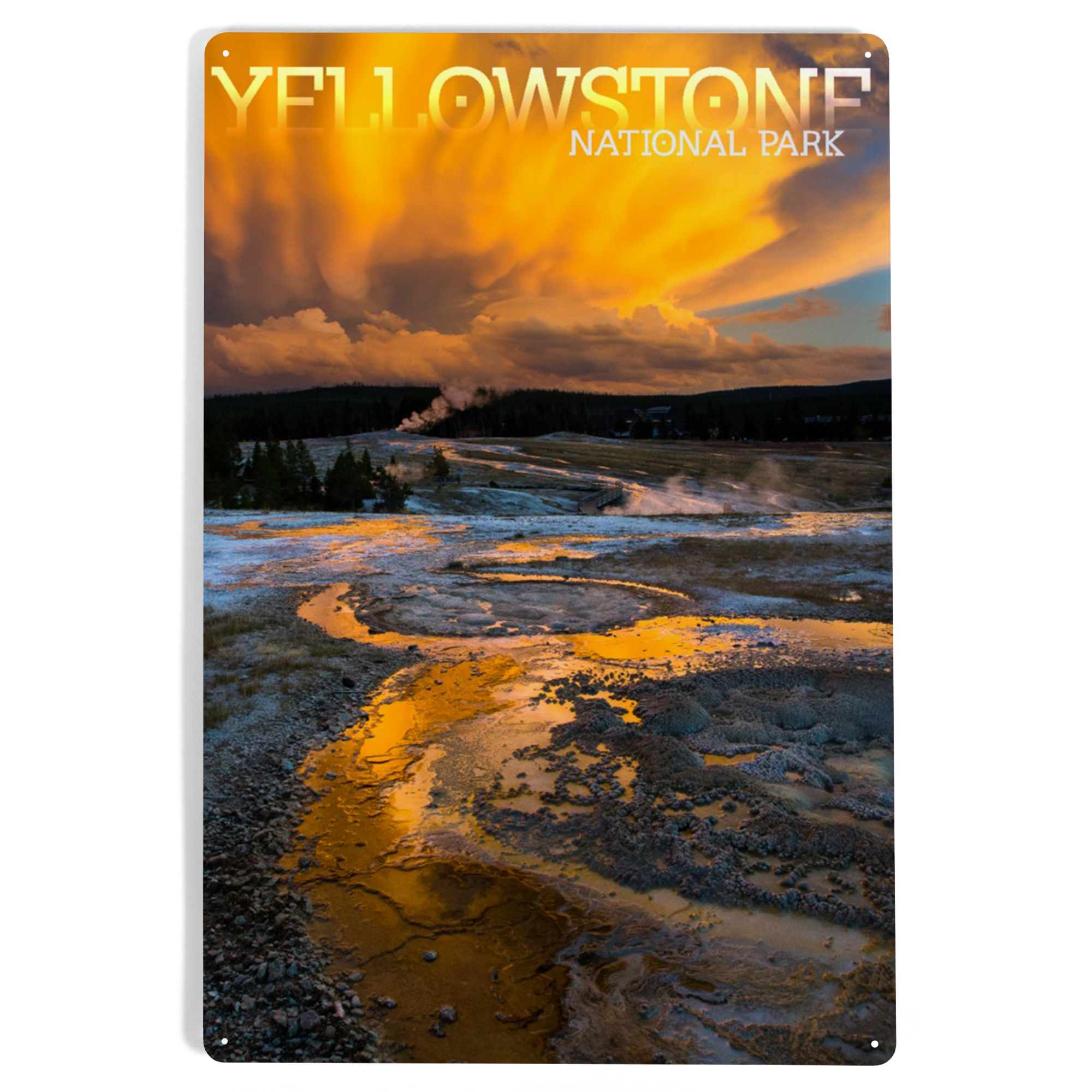 Yellowstone National Park, Yellow Sky (12x18 Aluminum Art, Indoor ...