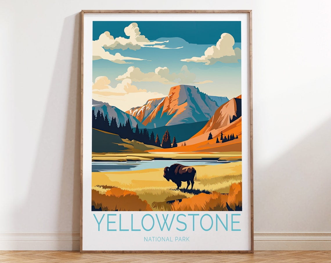 Yellowstone National Park, Yellowstone Poster, Yellowstone Travel Wall ...