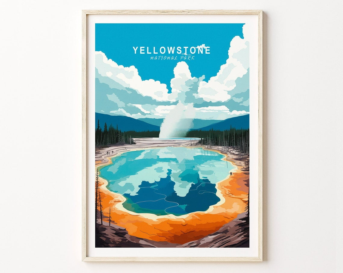 Yellowstone National Parks Travel Print, Yellowstone Poster Print ...