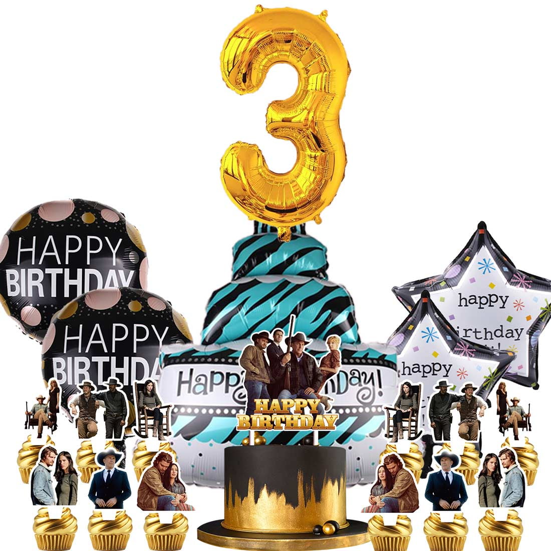 Yellowstone Party Supplies 3rd Decor Kit Balloons Birthday Cake Topper ...