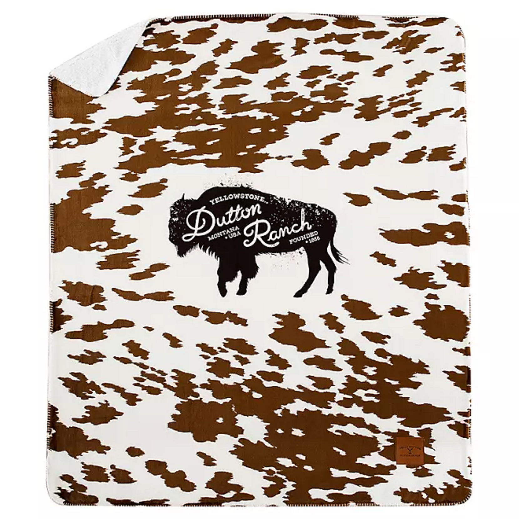 Yellowstone Silk Touch Sherpa Reverse Throw 60''x 70'', Cattle Hide ...