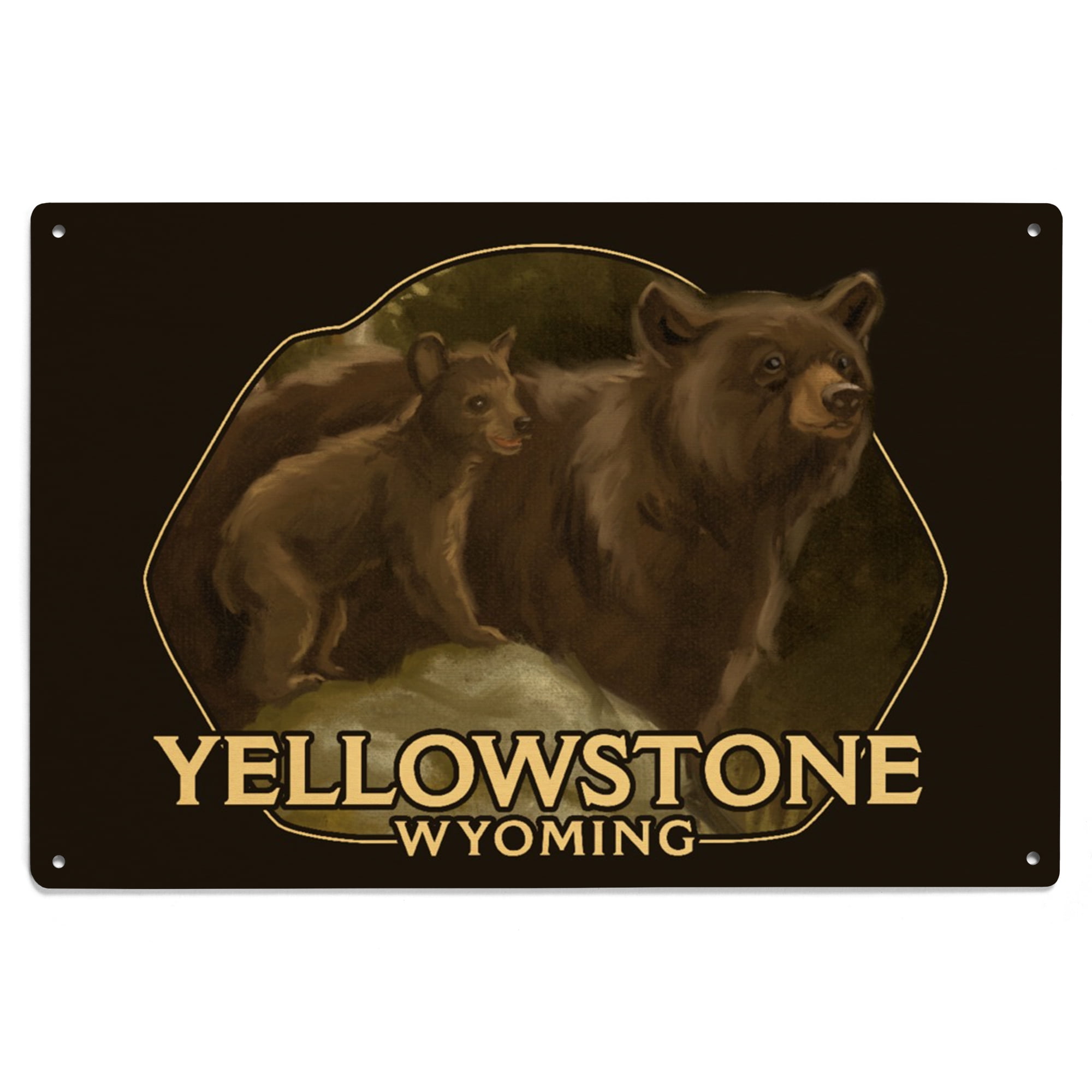 Yellowstone, Wyoming, Black Bears, Contour Birch Wood Wall Sign (6x9 ...