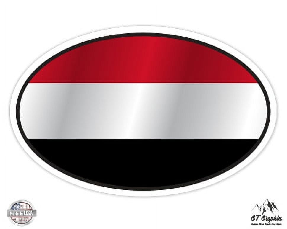 Yemen Flag Oval - 5" Vinyl Sticker - For Car Laptop I-Pad - Waterproof ...