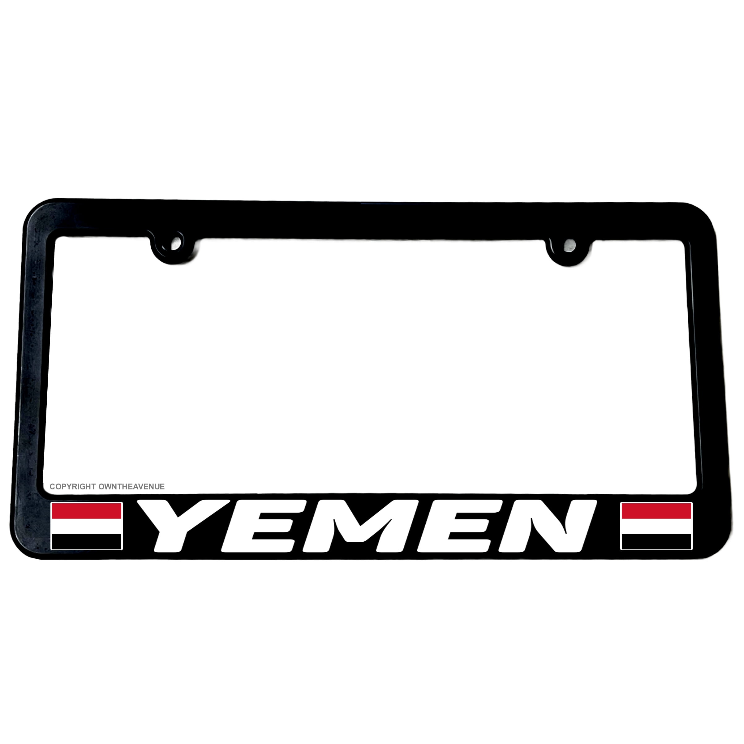 Yemen World Country Flag Slim Style Black License Plate Frame - Walmart.com