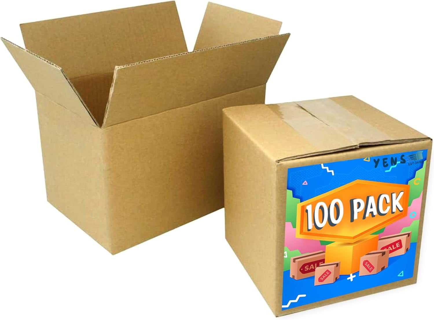 Yens Shipping Boxes 6x6x6 Inches 100 Pack Small Corrugated Cardboard ...