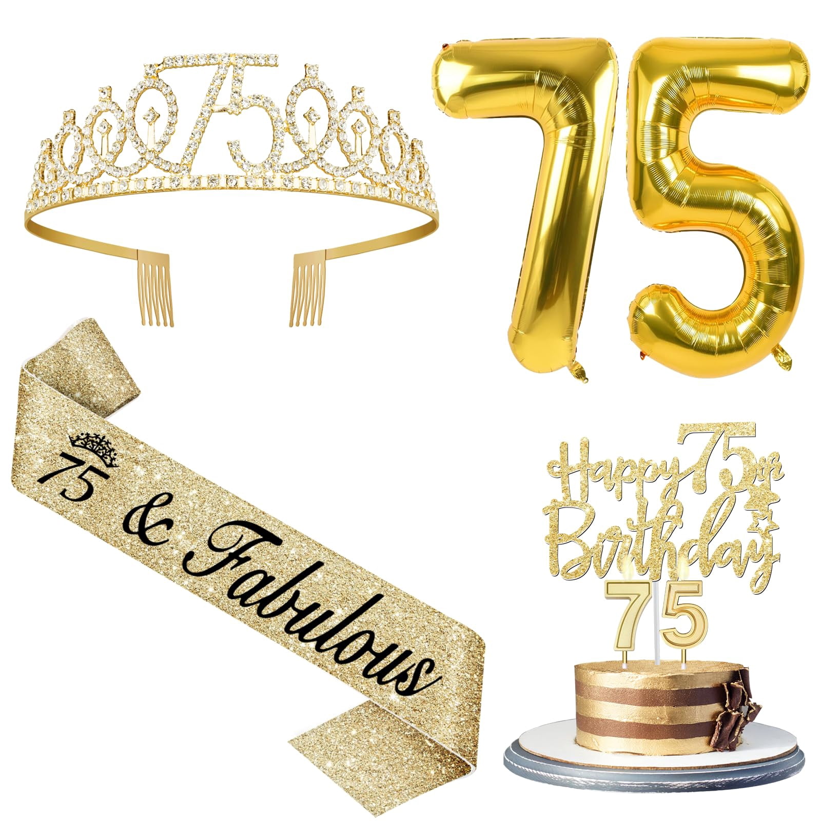YeohJoy 75th Decorations SSF20 Women with 75th Sash and Tiara, Happy ...