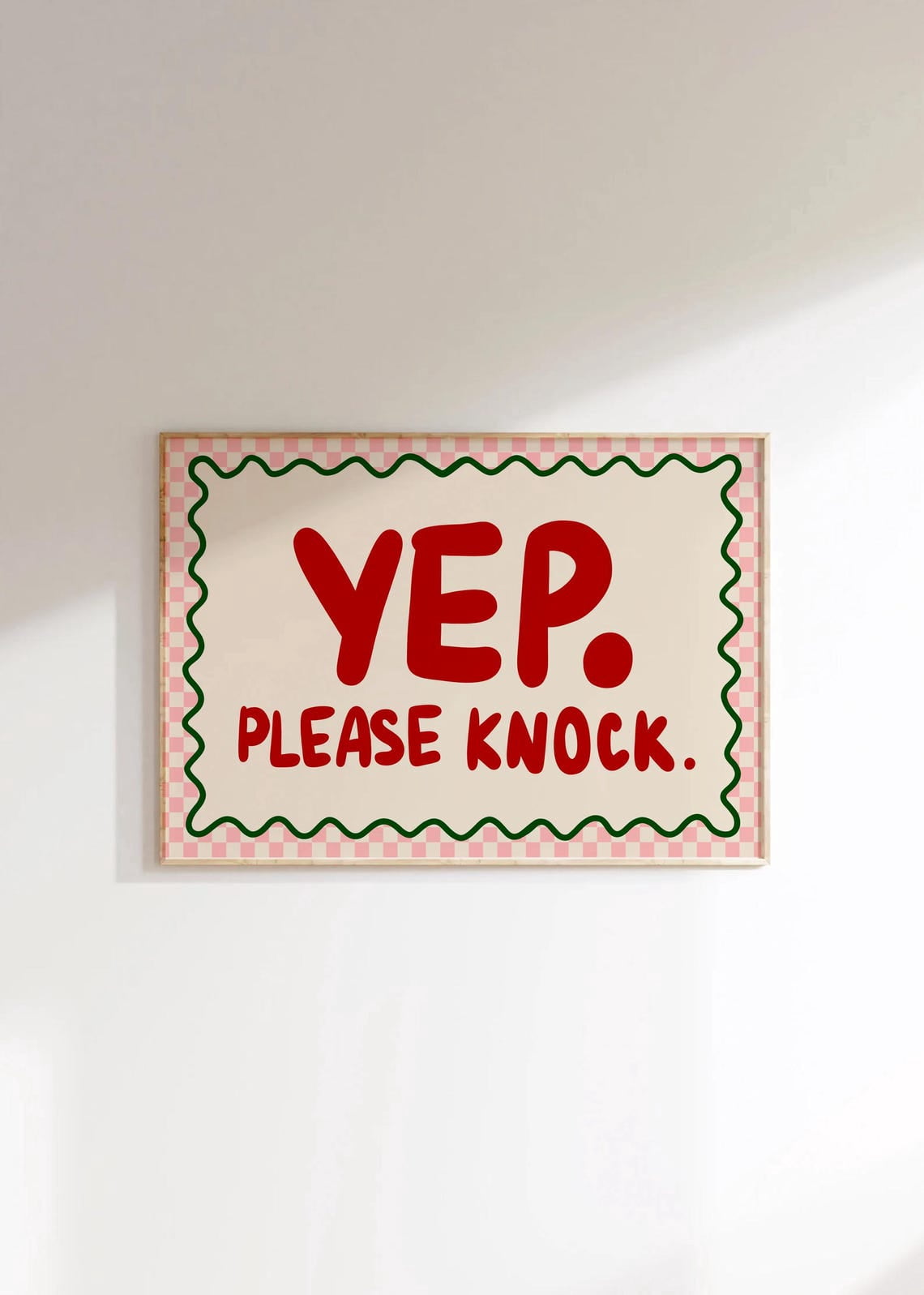 Yep Please Knock Sign Print Retro Door Sign Preppy Wall Art Teen Boy ...
