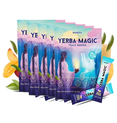 Yerba Magic 3-in-1 Functional Tea Powder – Peach Mango Drink Mix with ...