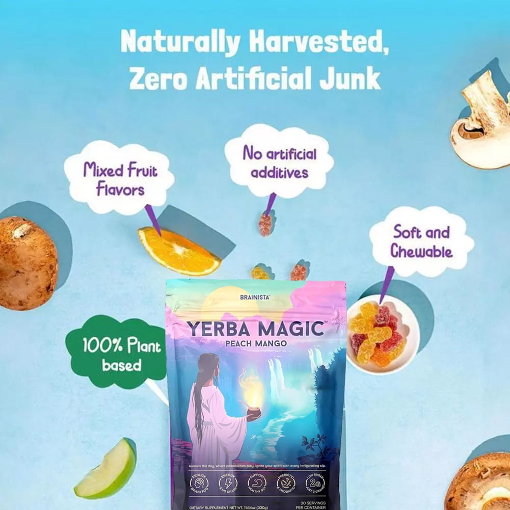 Yerba Magic - 3-in-1 Tea Powder Drink – Peach Mango Functional Beverage ...