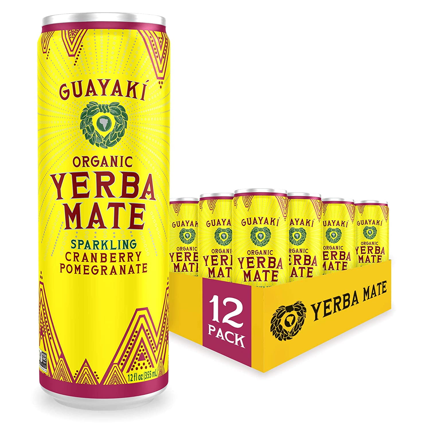 Yerba Mate, Cranberry Pomegranate, Organic Sparkling Clean Energy Drink ...