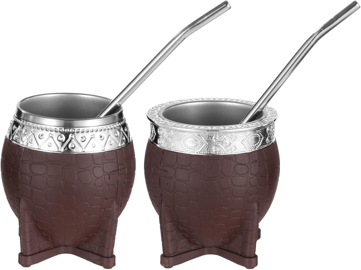 Yerba Mate Cup Set: 2-Pack, 6oz Stainless Steel, Double Wall Insulated ...