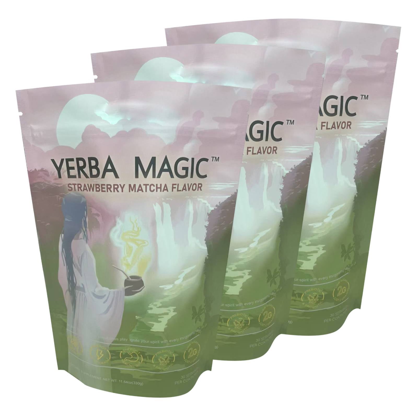 Yerba Mate Instant_Tea Powder Yerba Mag_ic_Strawberry Matcha Flavor 30 ...