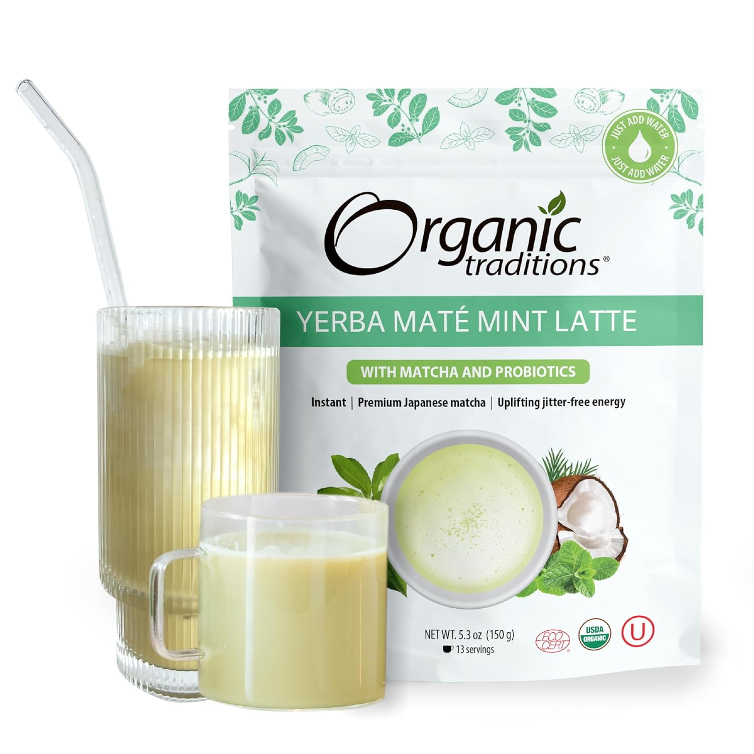 Yerba Mate Tea Mint Latte with Matcha | Dairy Superfood Latte | Tea ...