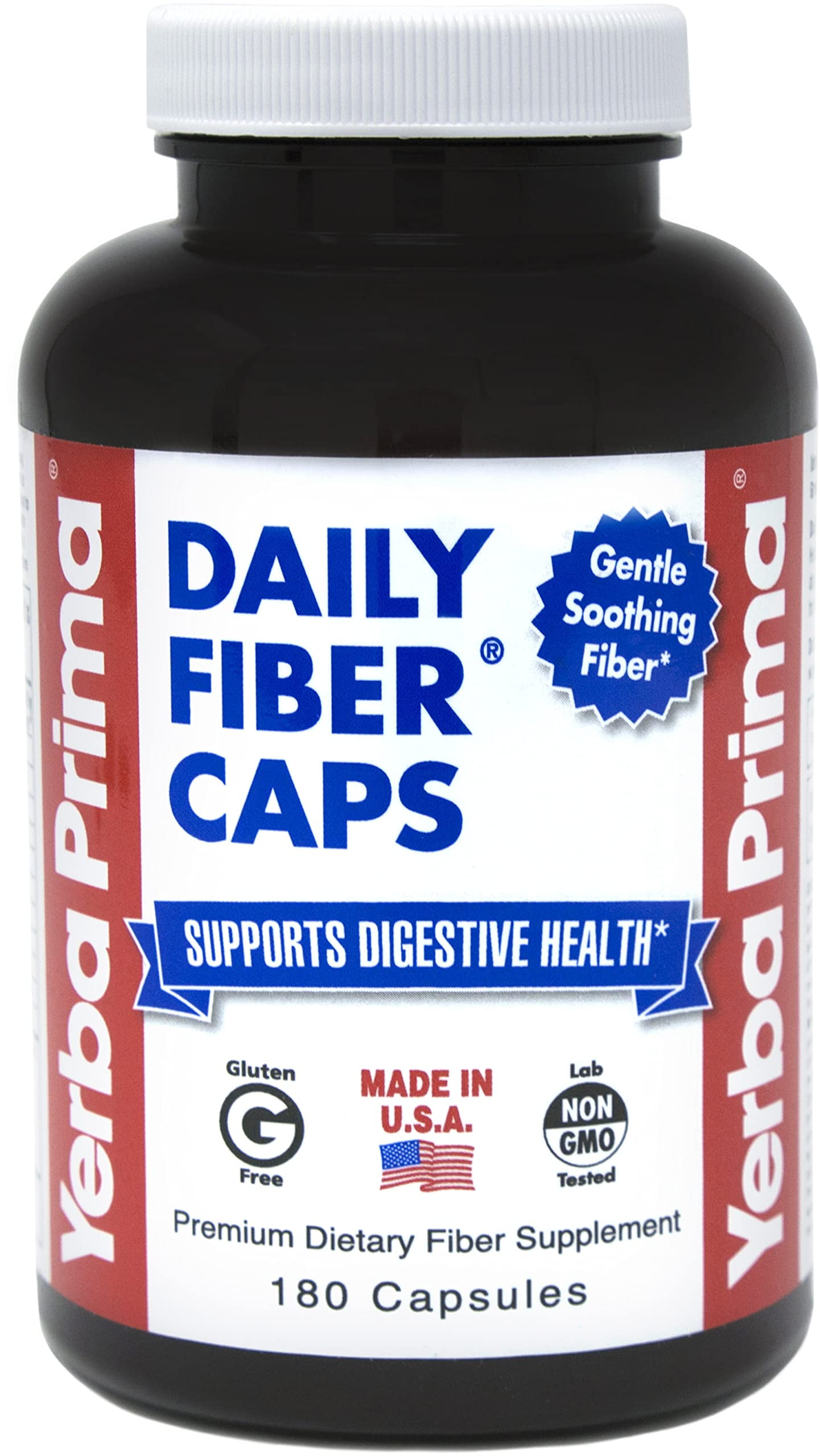 Yerba Prima Daily Fiber Caps - 180 Capsules - Soluble & Insoluble ...