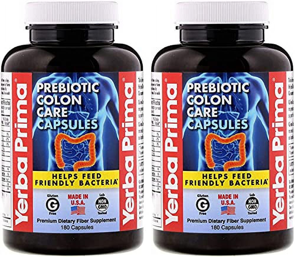 Yerba Prima Prebiotic Colon Care Capsules Dietary Fiber, 180 Count ...