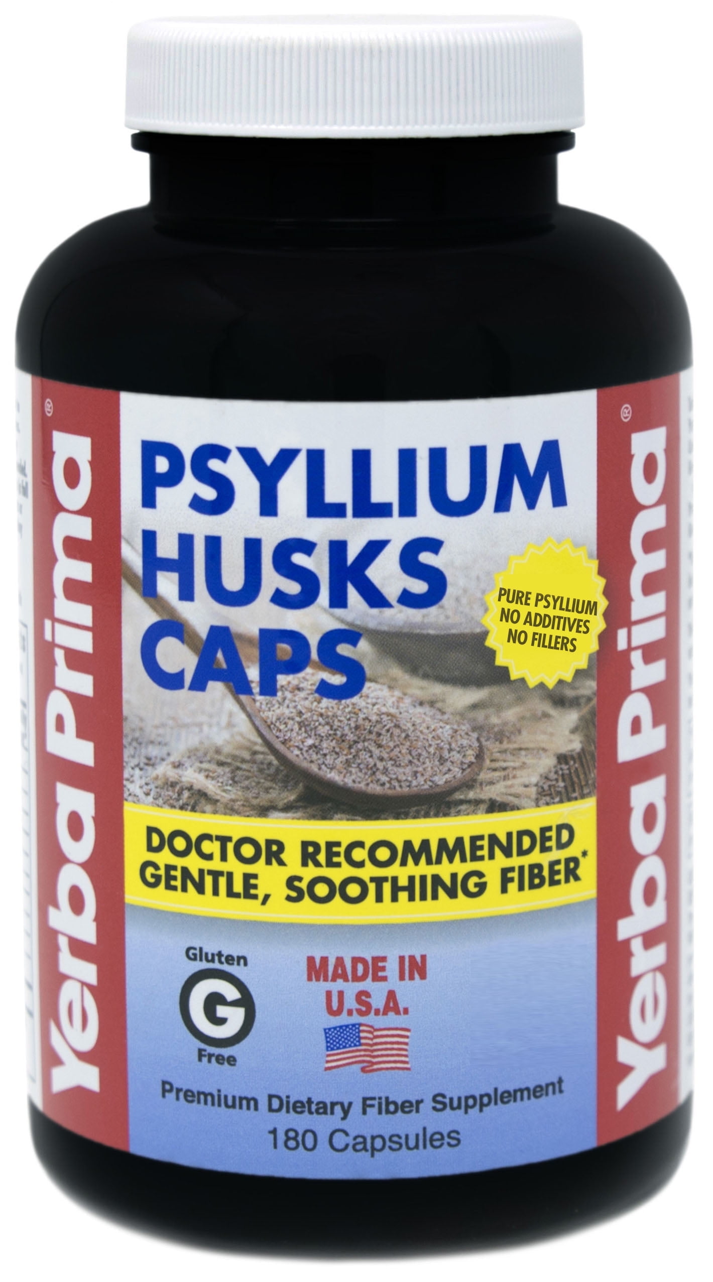 Yerba Prima Psyllium Husks Fiber Supplement Capsules, 180 Ct - Walmart.com