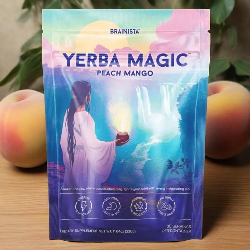 Yerba mate tea Powder, 3-in-1 Super Drink, Yerba Magic Peach Mango 30 ...