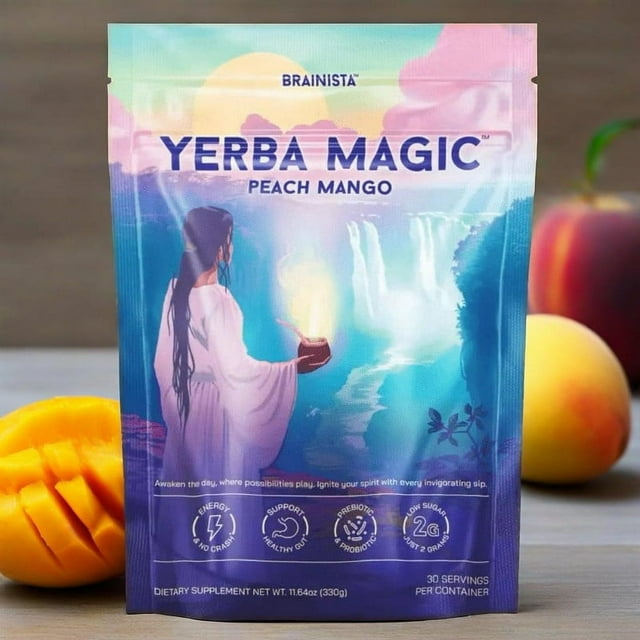 Yerba mate tea Powder, 3-in-1 Super Drink, Yerba Magic Peach Mango 30 ...