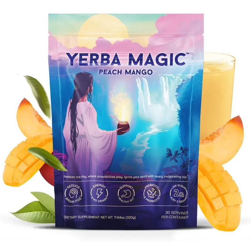 YerbaMagic Peach Mango,Walmart Instant Tea Powder, 3-in-1 Super Drink ...