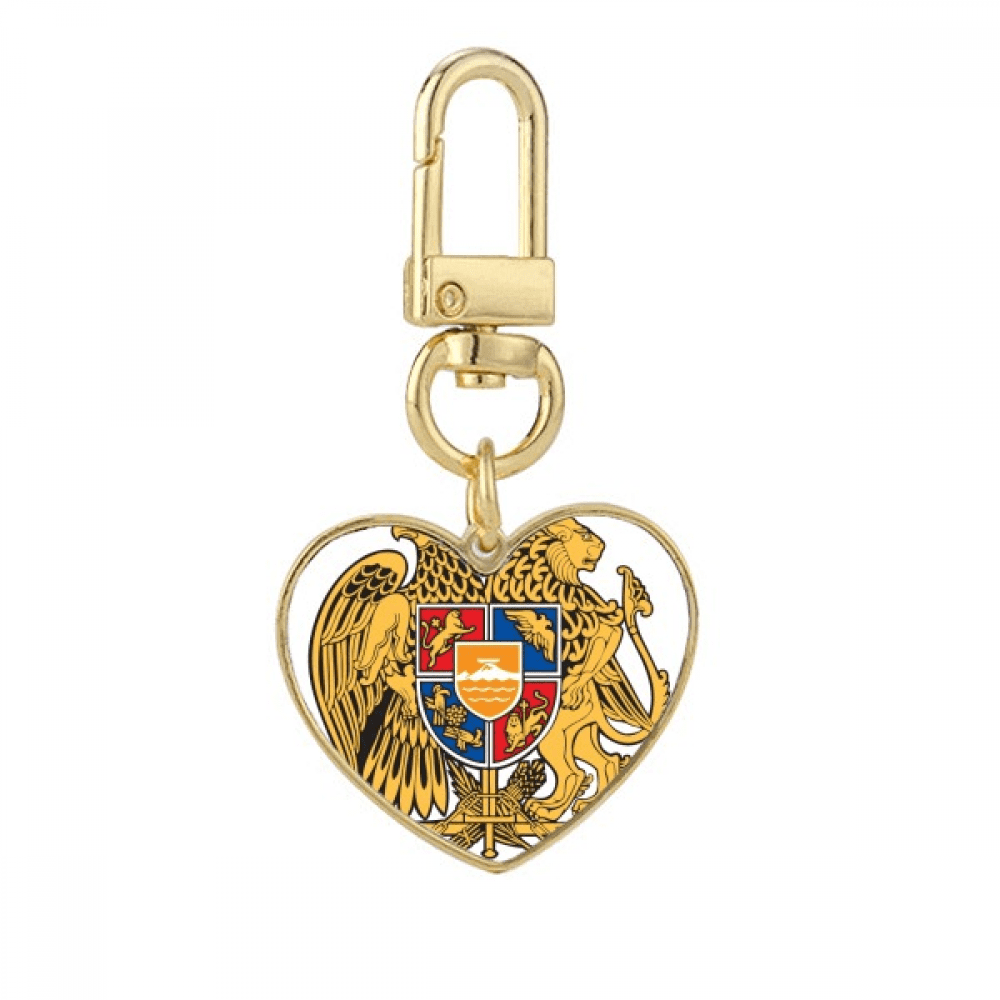 Yerevan Armenia National Emblem Gold Heart Keychain Metal Keyring ...