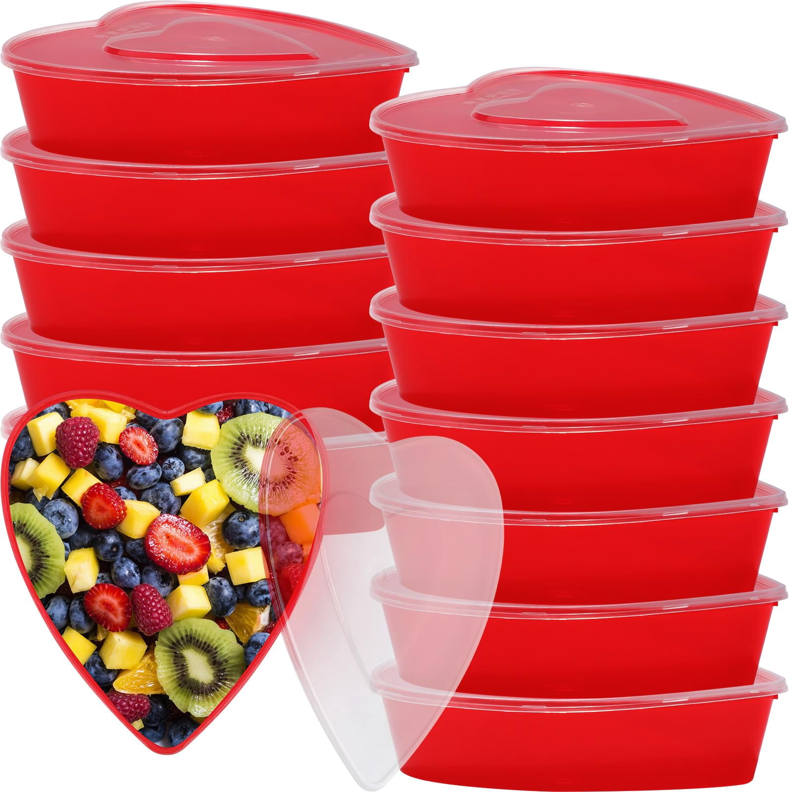 Yerliker 12 Pieces Valentines Heart Food Containers with 22 oz / 650 ml ...