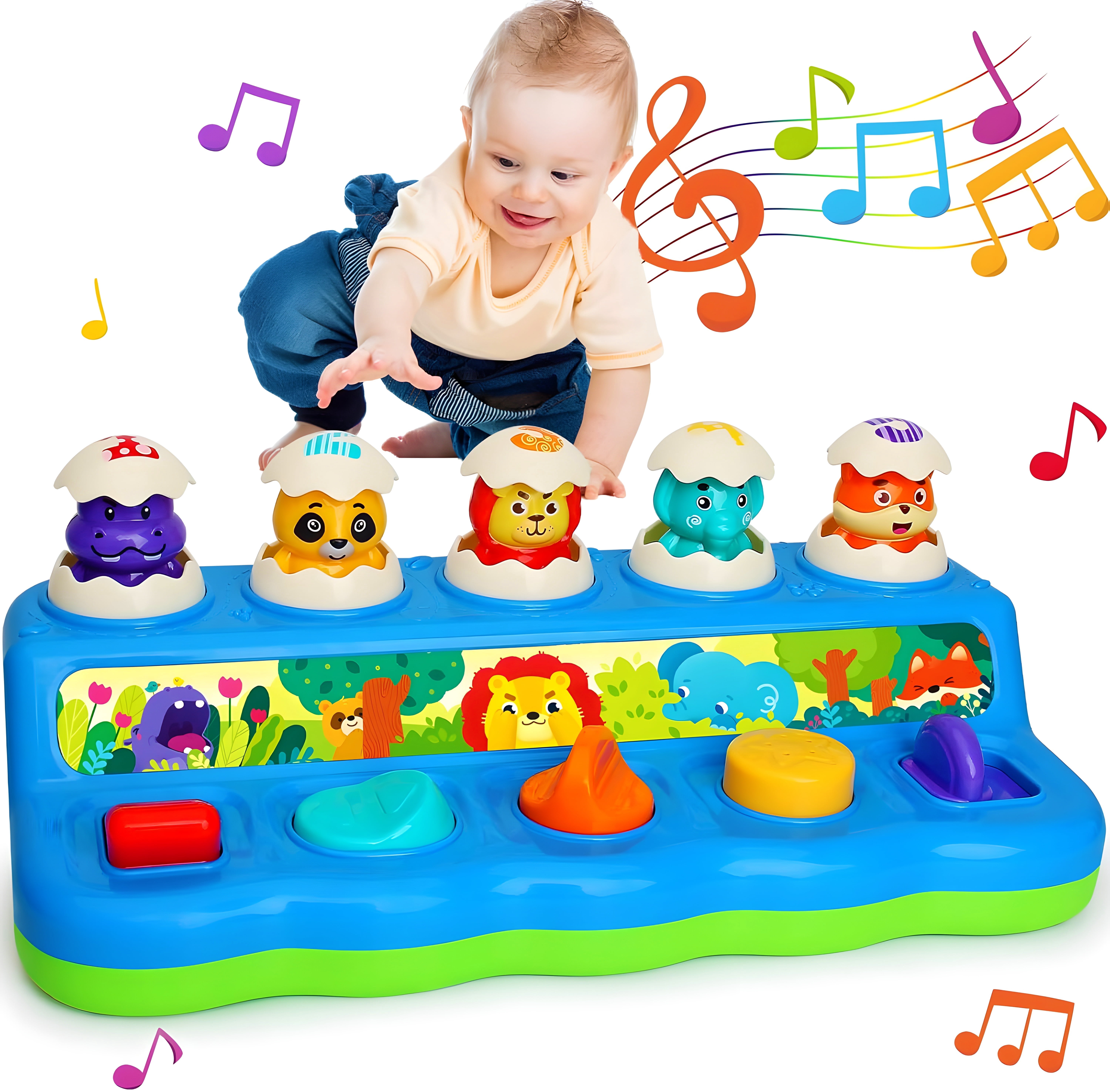 Yerloa Baby Toys 6-12 Months, Interactive Animal Pop-Up Toy, Music ...