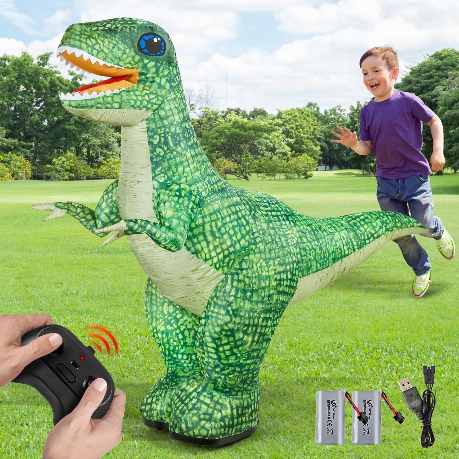 Yerloa Remote Control Inflatable Dinosaur Toy for Kids, Realistic ...