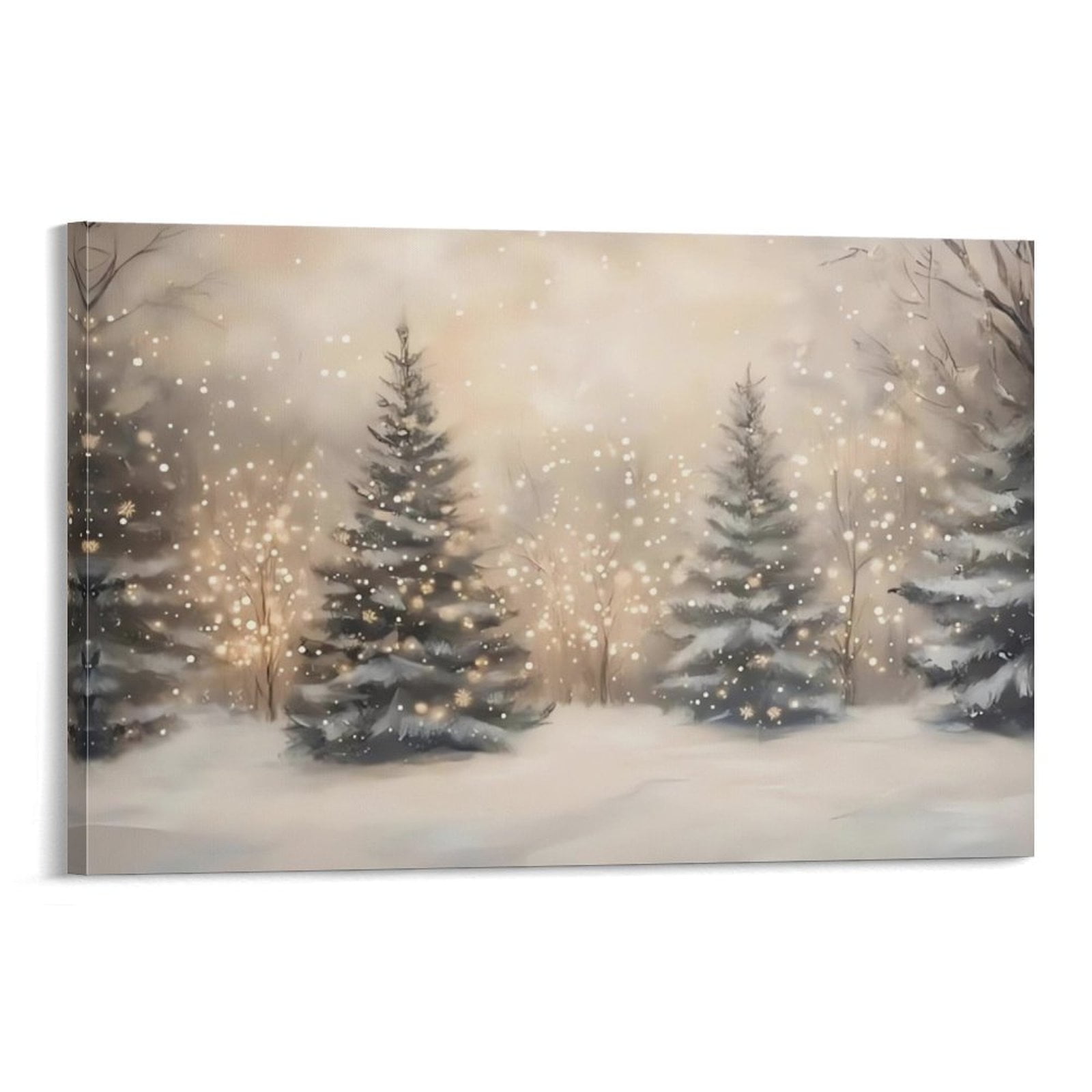 Yermidi Enchanting Forest Christmas Tree Lights Wall Art Vintage Winter ...