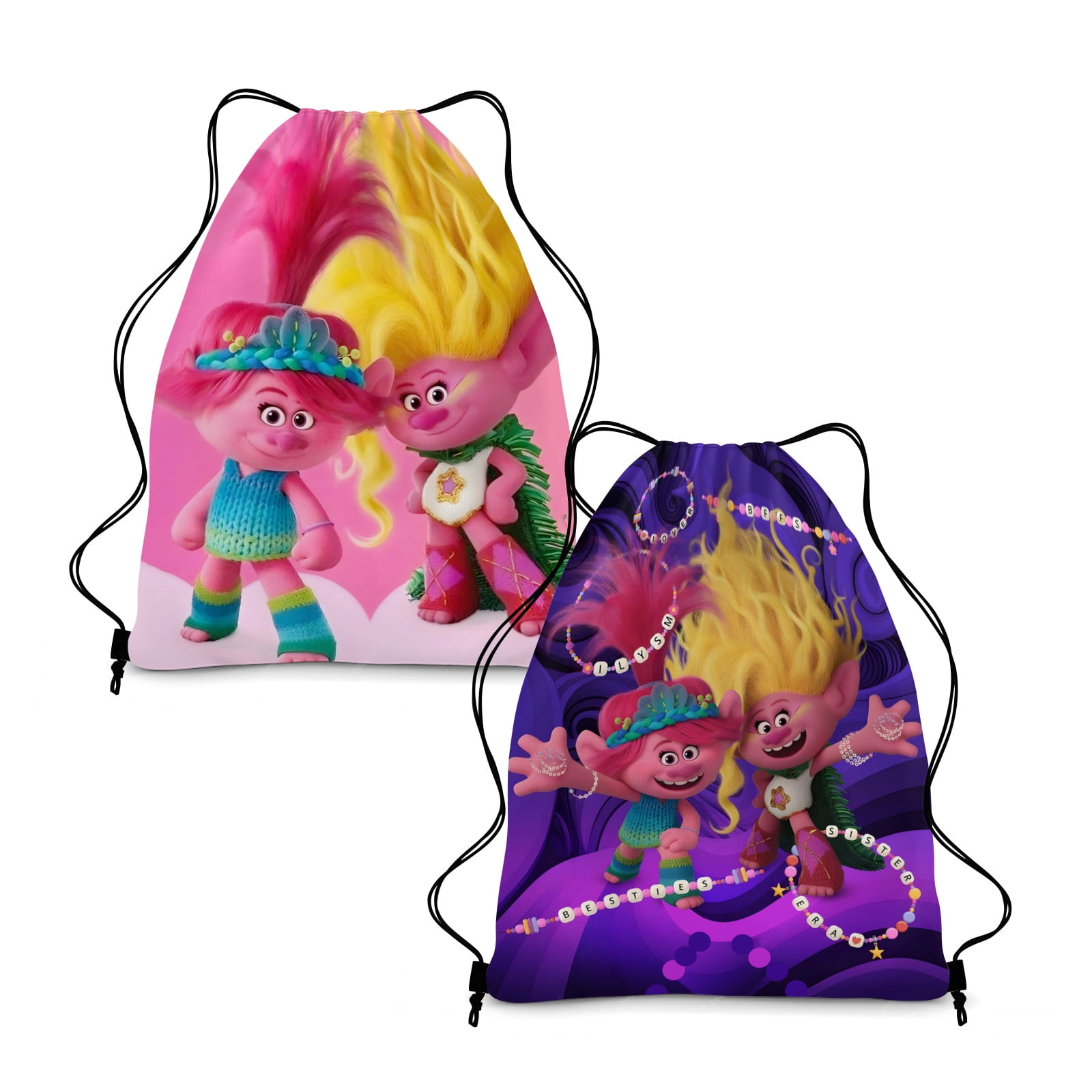 Yerwa 12Packs trolls Candy Drawstring Bag, Double side Different style ...
