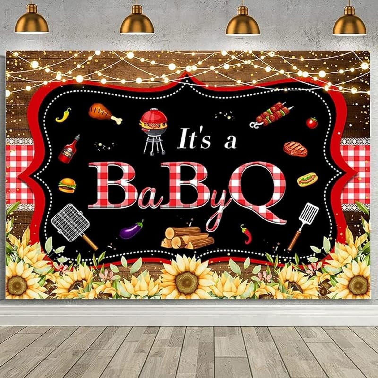 Yerwa 7x5ft BBQ Baby Shower Backdrop It's a Babyq Party Sunflower Baby ...