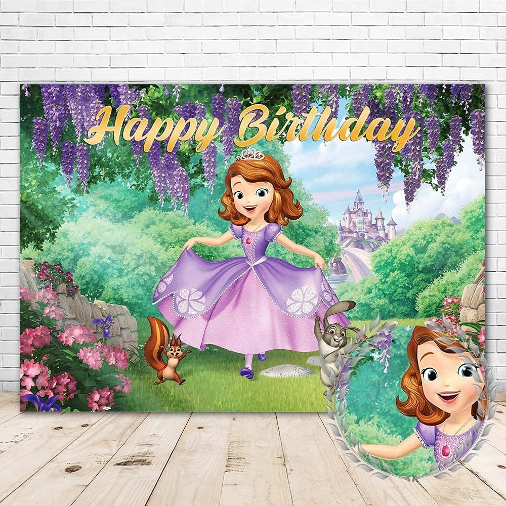 Yerwa-Sofia The First Birthday Theme Backdrop Happy Birthday 7x5ft Romantic Purple Princess ...
