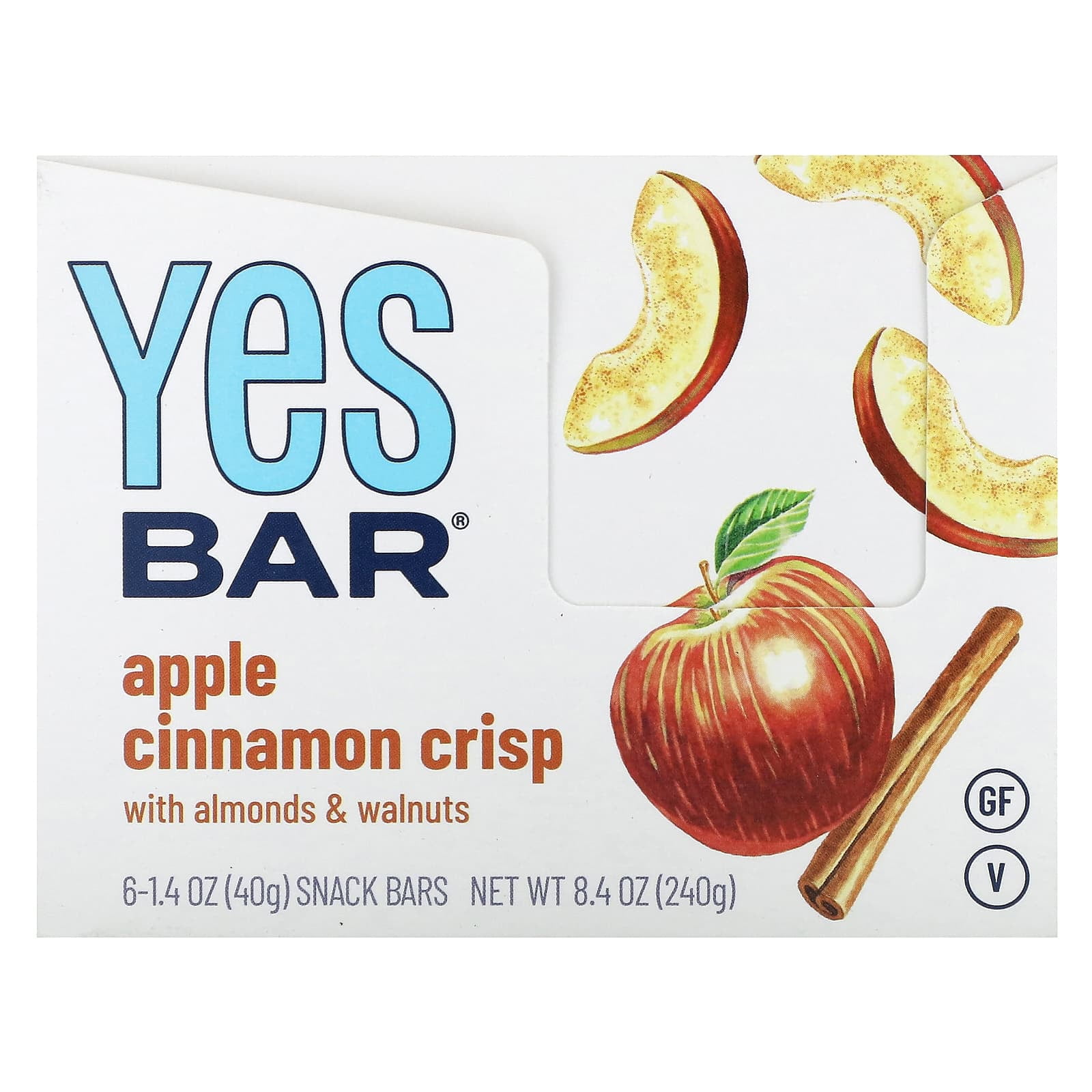 Yes Bar, Snack Bar, Apple Cinnamon Crisp, 6 Bars, 1.4 oz (40 g) Each ...