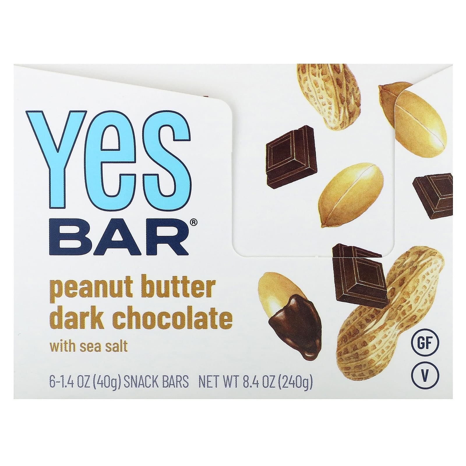 Yes Bar, Snack Bar, Peanut Butter Dark Chocolate with Sea Salt, 6 Bars ...