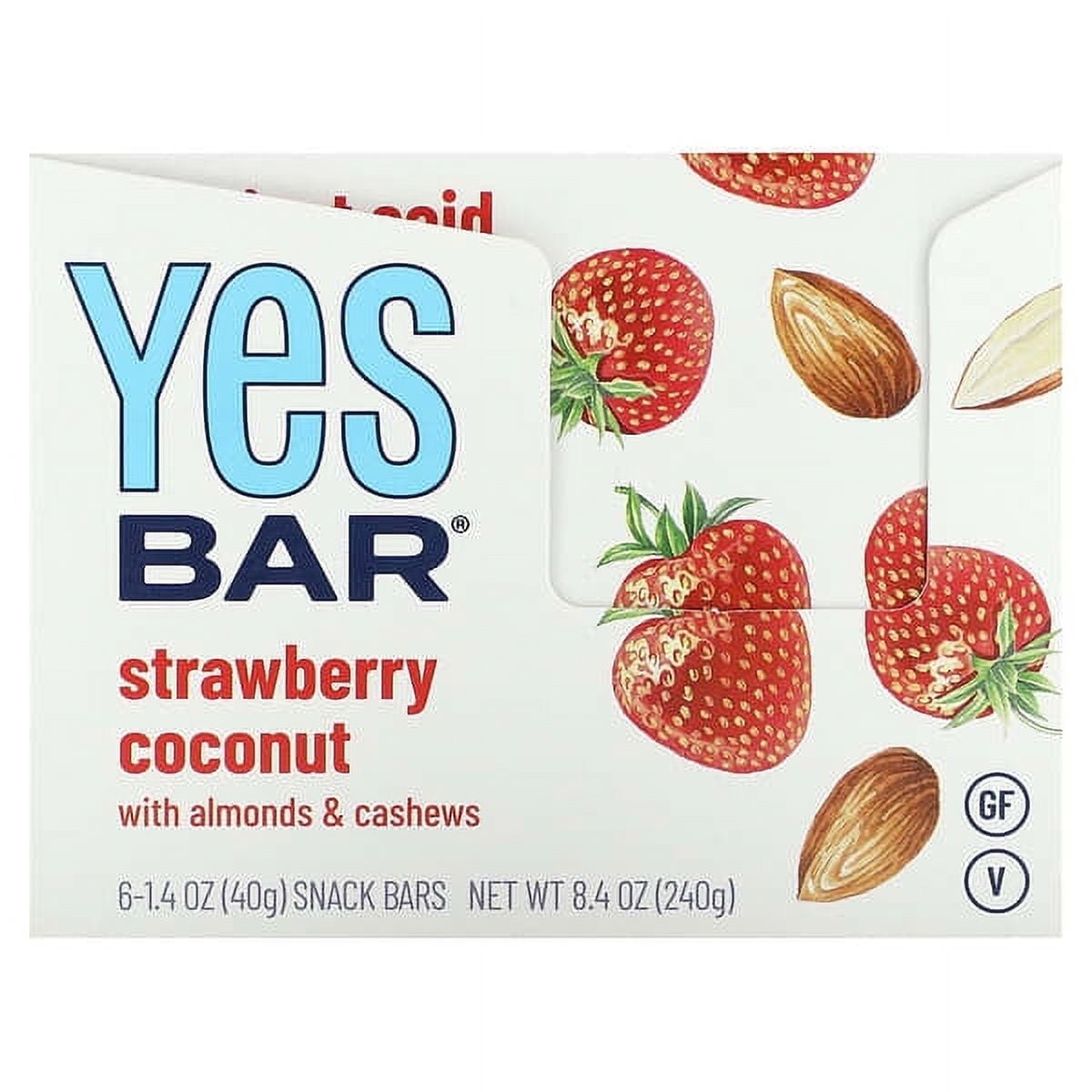 Yes Bar, Snack Bar, Strawberry Coconut, 6 Bars, 1.4 oz Pack of 2 ...