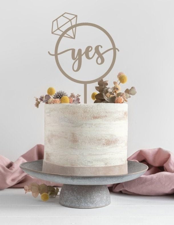 Yes Cake Topper,Yes Engaged Cake Toppers,Yes Engagement Party ...