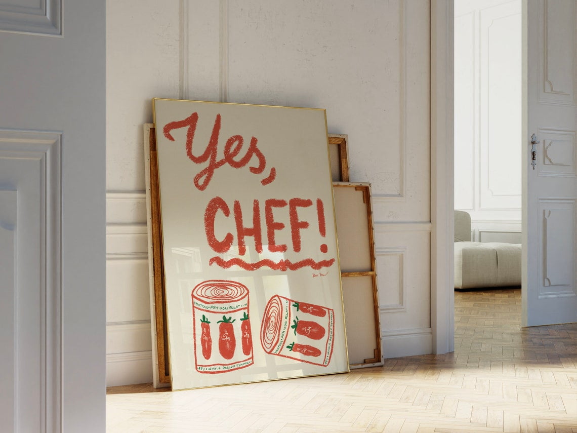 Yes Chef Wall Art, The Bear Digital Kitchen Poster Poster , Aesthetic ...