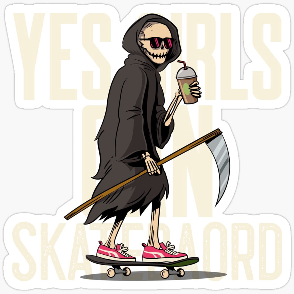 Yes Girls Can Skateboard Sticker Phone Decal Water Bottle Stickers Car ...