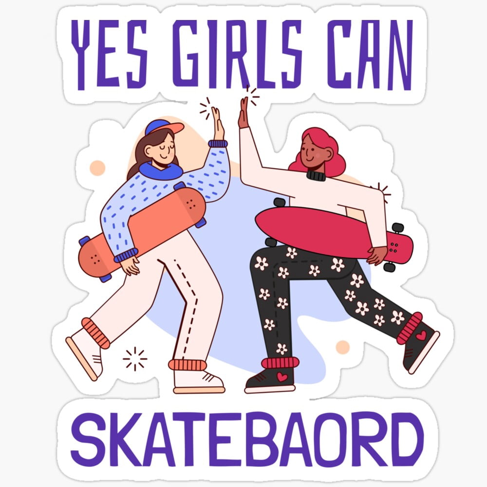 Yes Girls Can Skateboard Sticker Phone Decal Water Bottle Stickers Car ...