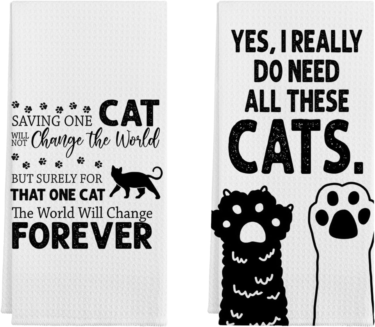 Yes I Really Do Need These Cats Cut Paws Kitchen Towels Set of 2，Cotton ...