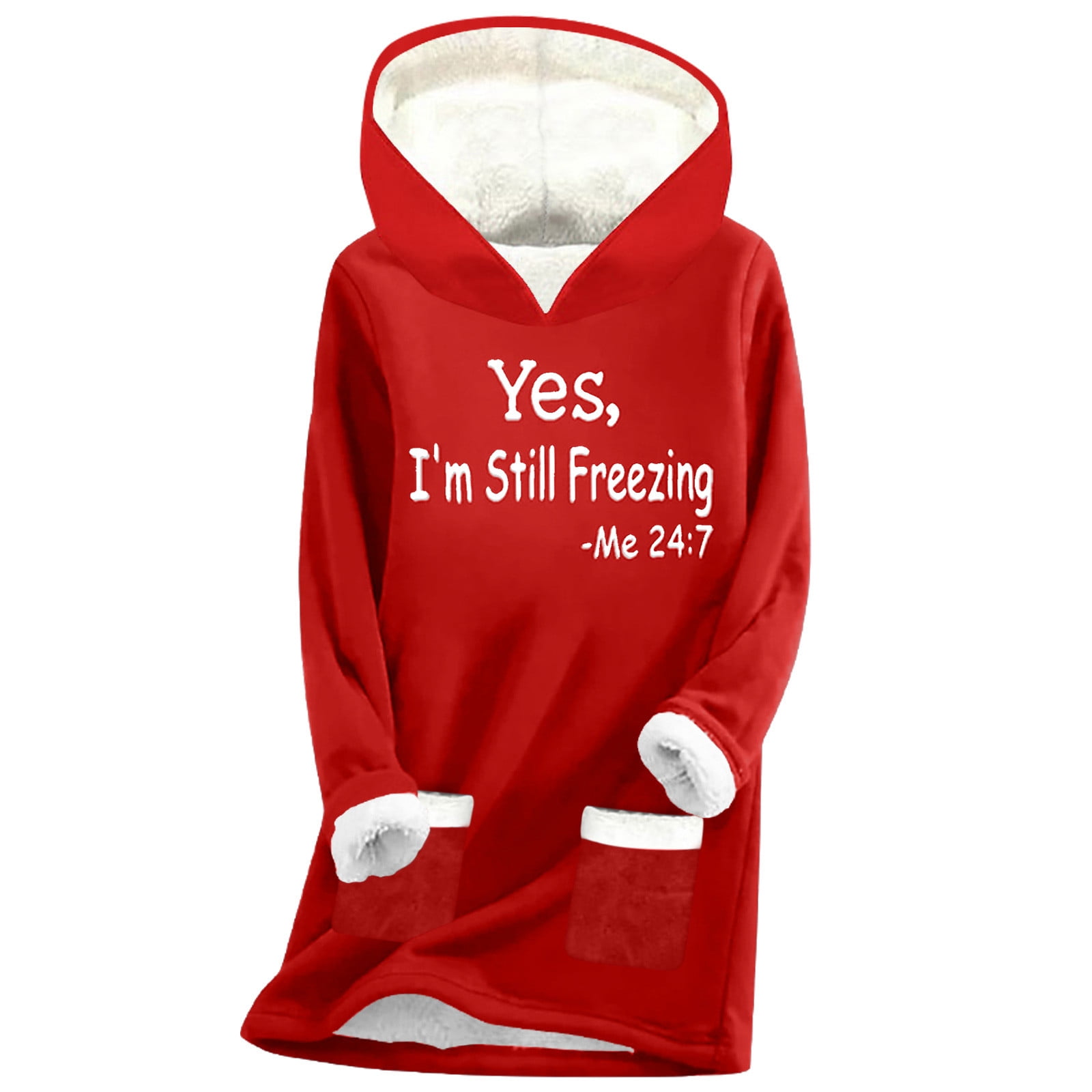 Yes I'm Still Freezing Me 24 7 Fleece Hoodie for Women Fuzzy Sherpa ...