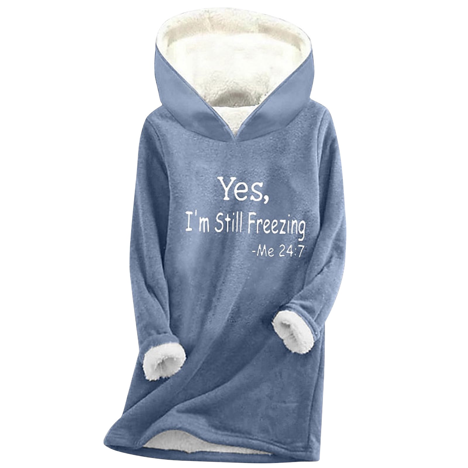 Yes I'm Still Freezing Me 24 7 Fleece Hoodie for Women Fuzzy Sherpa ...