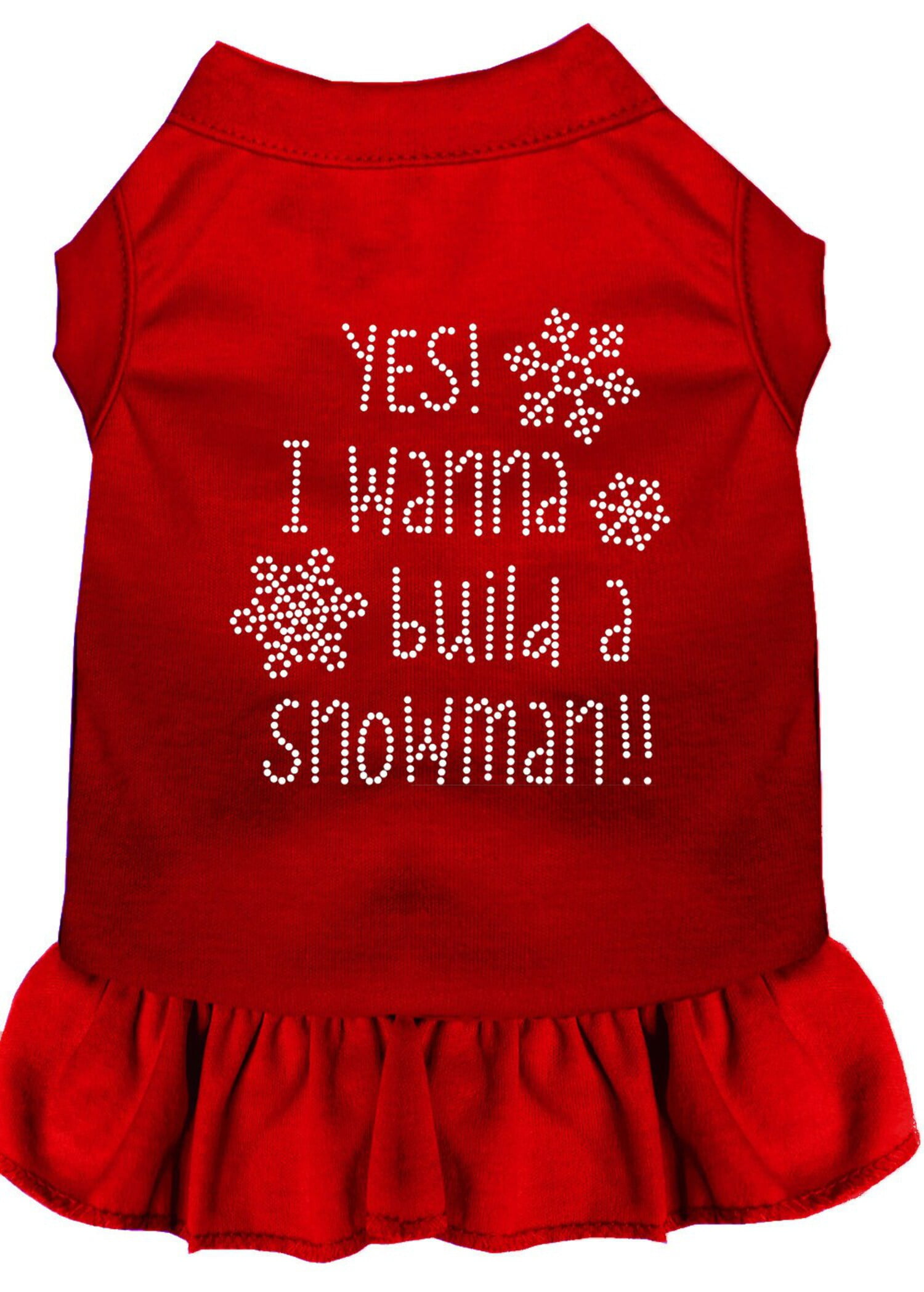 Christmas Pet Dog Cat Dress Rhinestone, "Yes! I Want To Build A Snowman ...