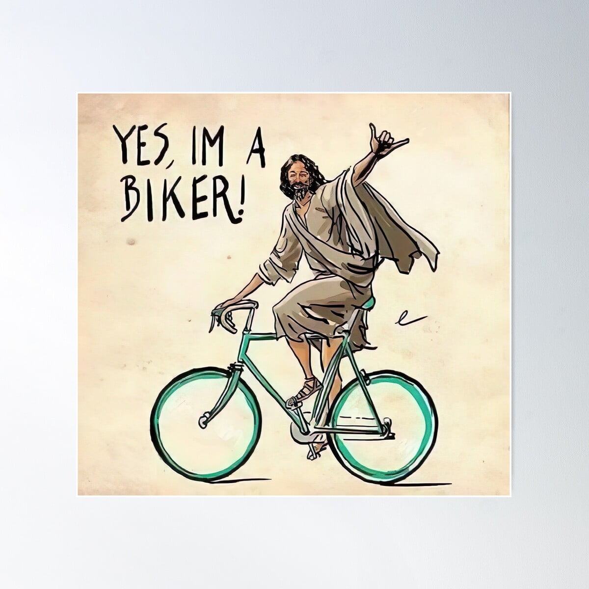 Yes, Jesus Is A Biker Poster Wall Art, Modern Wall Decor For Living ...