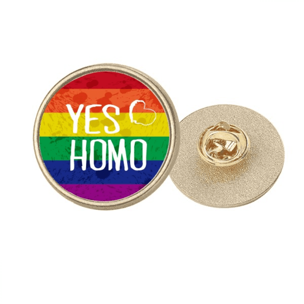 Yes LGBT Rainbow Love Round Metal Golden Pin Brooch Clip - Walmart.com