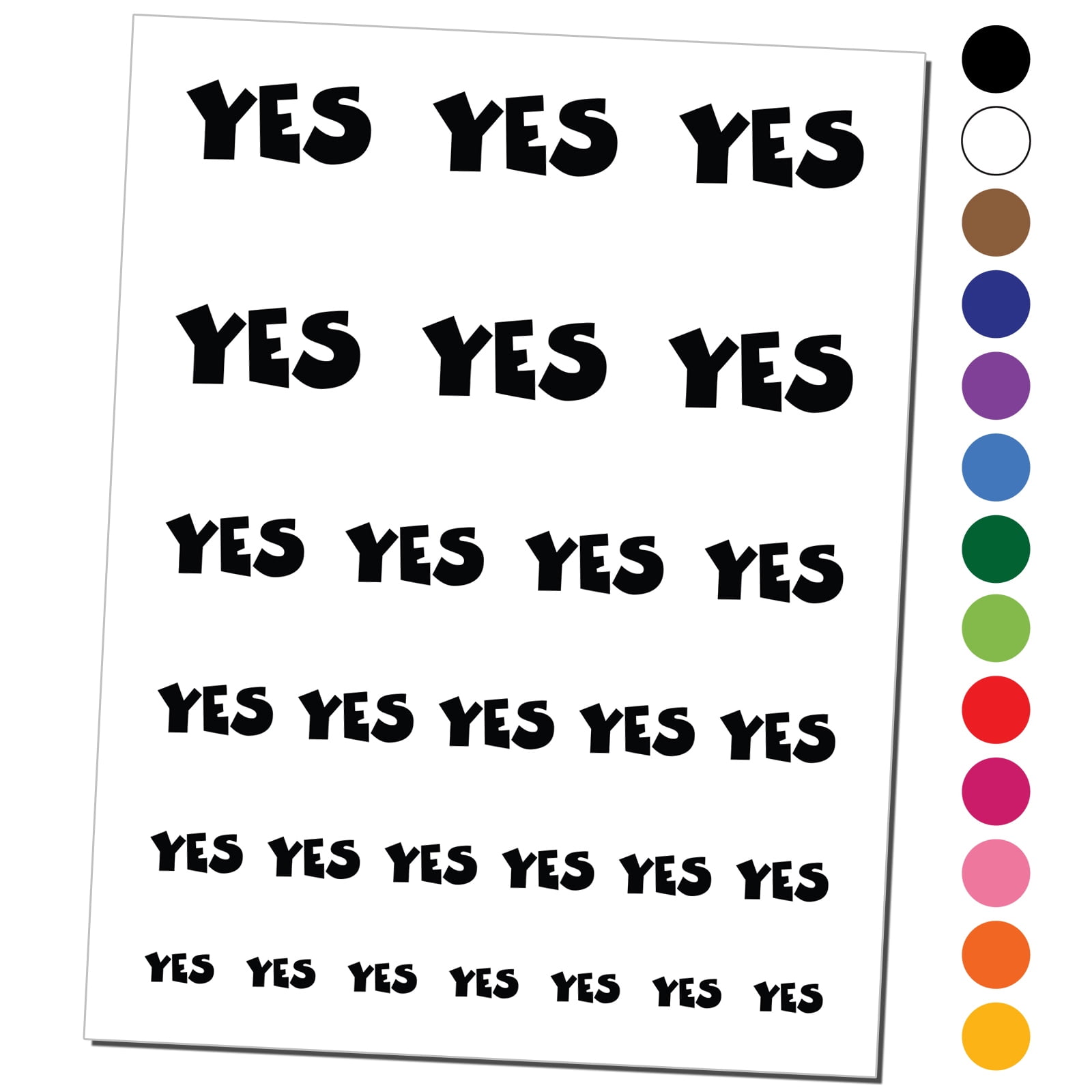 Yes Text Water Resistant Temporary Tattoo Set Fake Body Art Collection ...