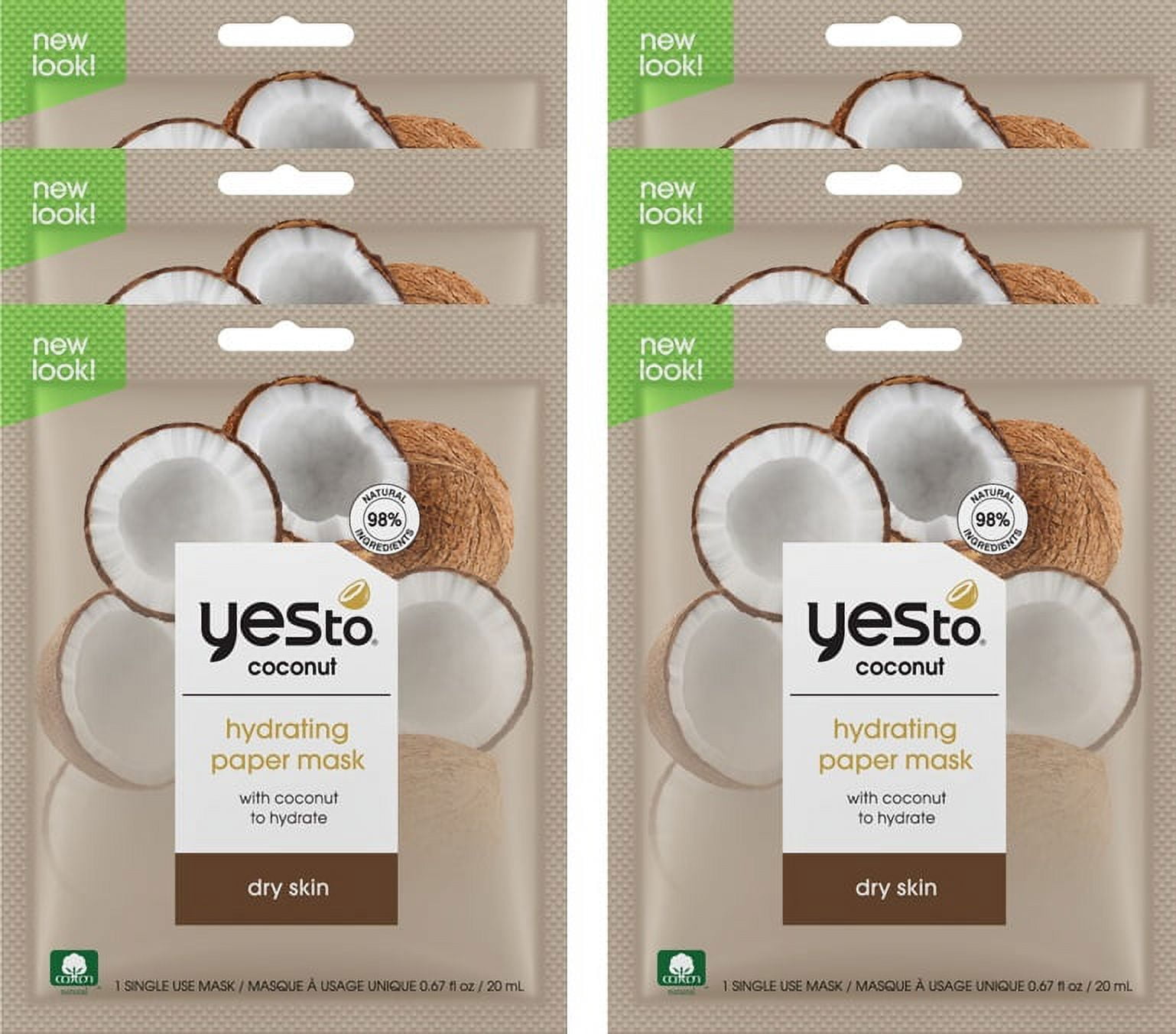 Yes To Coconut Hydrating Paper Mask (Pack of 6) - Walmart.com