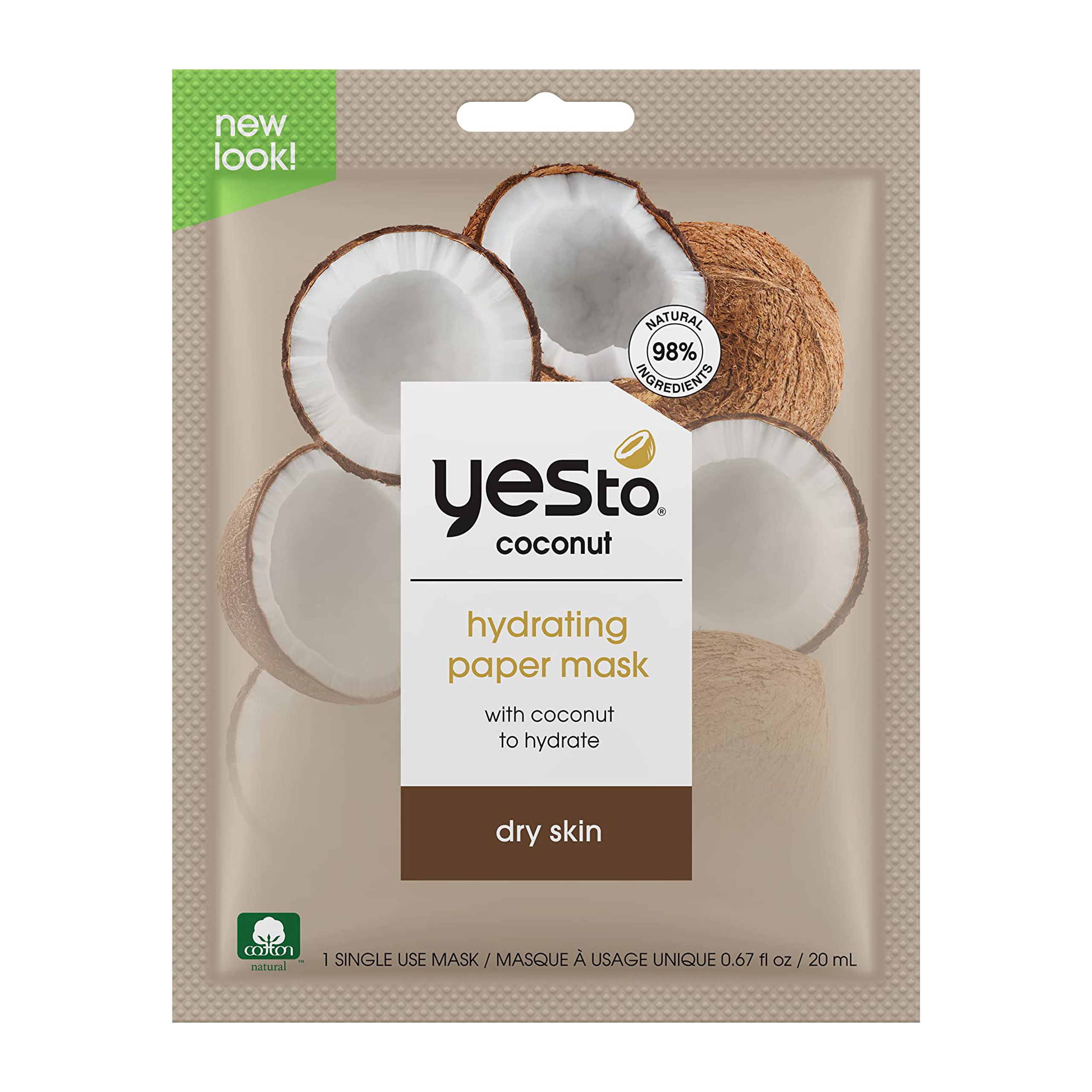 Yes To Coconut Paper Mask, 0.67 Fl Oz (Pack Of 12). - Walmart.com