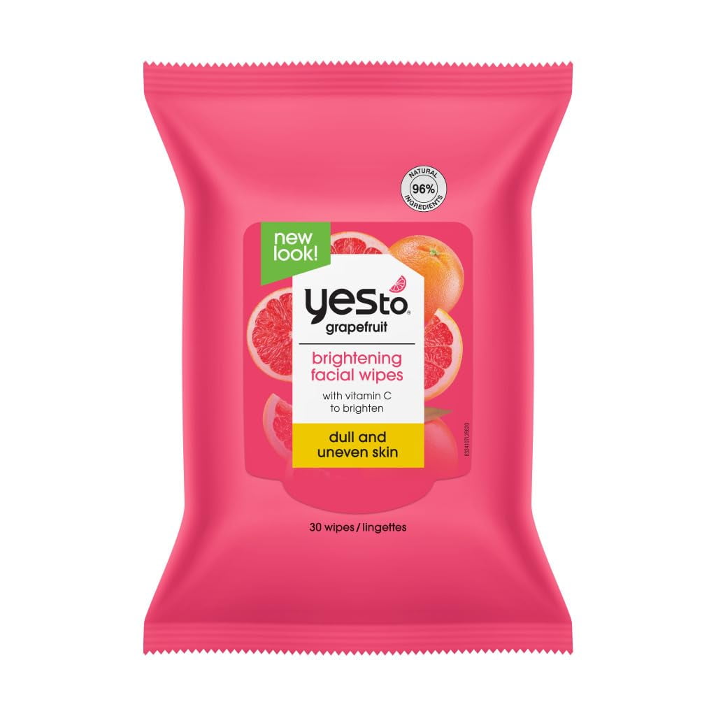 Yes To Grapefruit Brightening Facial Wipes, 30 Count, Cleanse ...